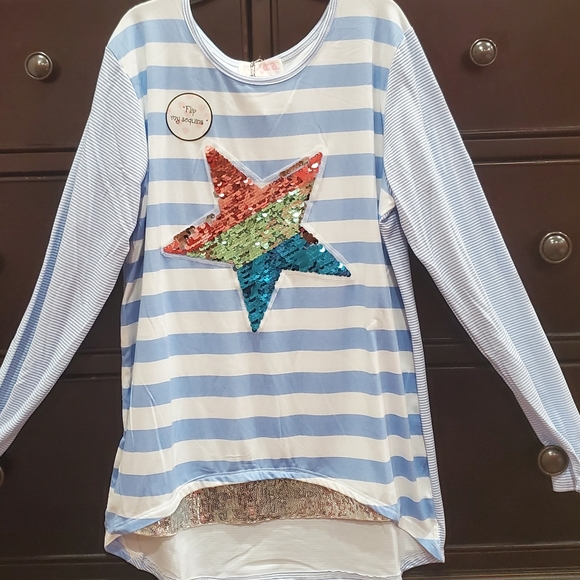 Poof Girl | Shirts & Tops | Poof Girl Ls Top Wflip Sequins | Poshmark